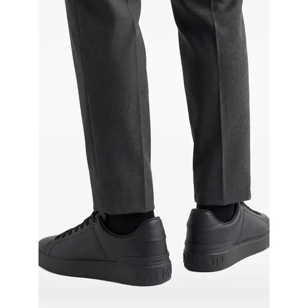 Balmain Calf Leather Lace-up Low-top Sneakers - Black