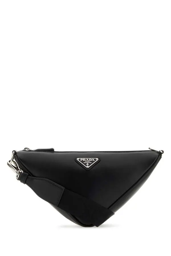 Prada Leather Triangle Crossbody Bag - Black