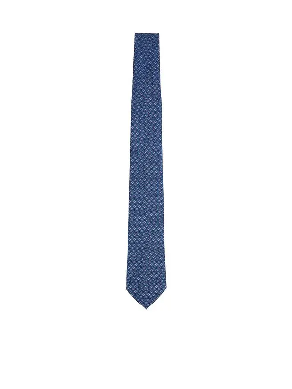 FERRAGAMO Silk Tetris Print Neck Tie - Multicolor