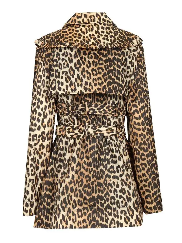GANNI Short Animal Print Trench Coat - Multicolor