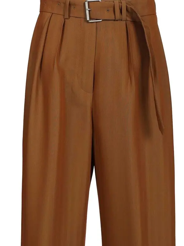 Dries Van Noten Striped Wool Blend Wide-leg Trousers With Belt