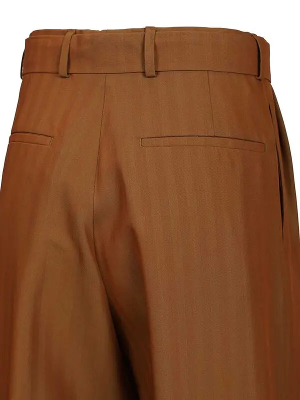 Dries Van Noten Striped Wool Blend Wide-leg Trousers With Belt