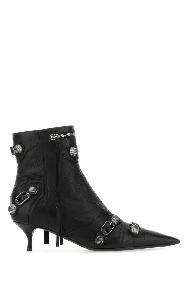 Balenciaga Leather Cagole Ankle Boots - Black