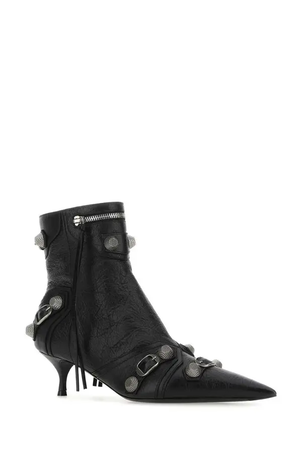 Balenciaga Leather Cagole Ankle Boots