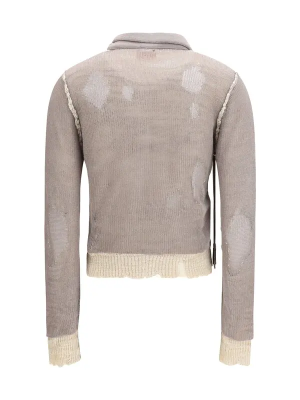 DIESEL® Worn-effect" Long Sleeve Sweater With Cut-out Detail