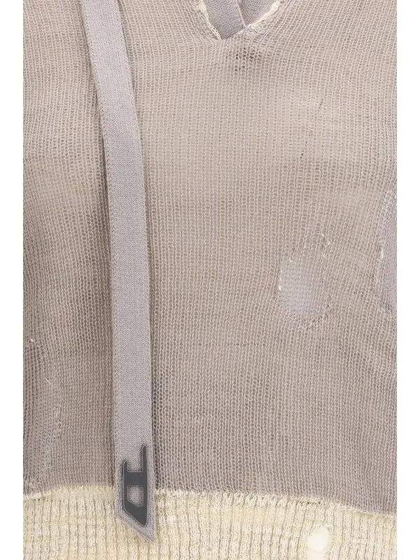 DIESEL® Worn-effect" Long Sleeve Sweater With Cut-out Detail