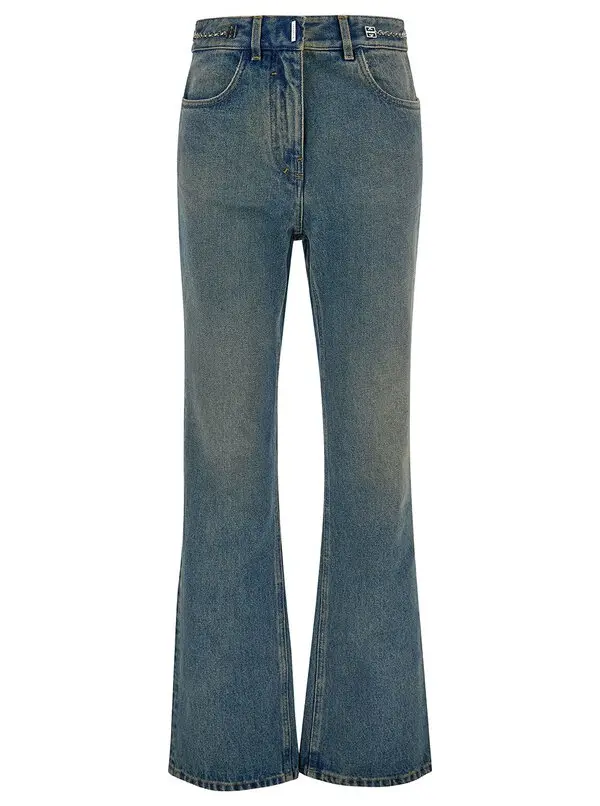 Givenchy Light Wash Bootcut Jeans With 4g Detail - Multicolor