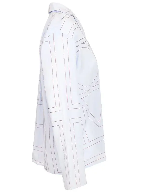 TOTEME Monogram Stitching Flannel Pajama Top - Blue