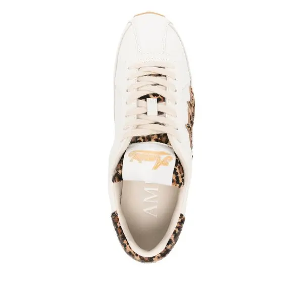 Amiri Neutrals" Leopard Print Star Motif Lace-up Trainers