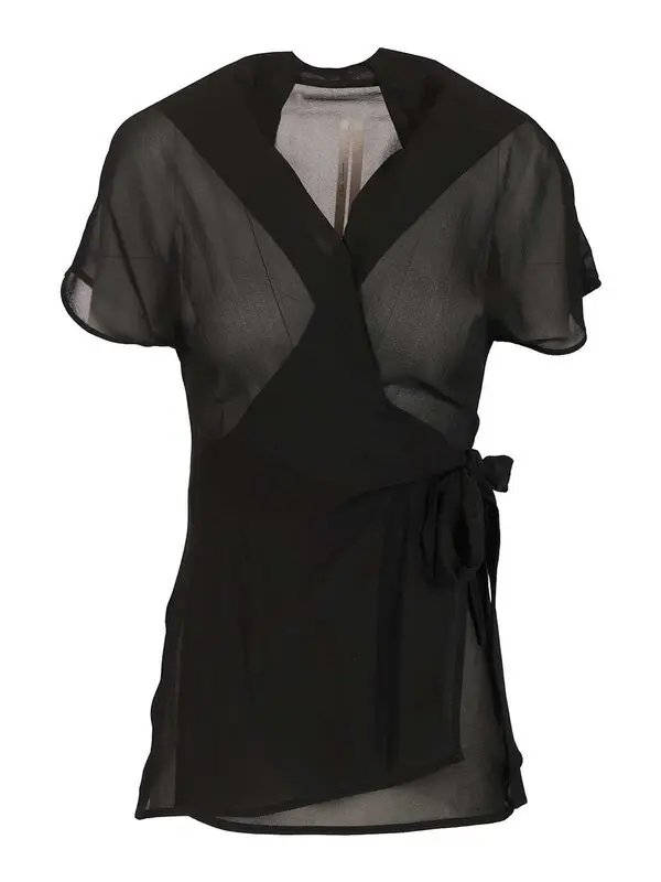 Rick Owens Silk Wrap Top - Black