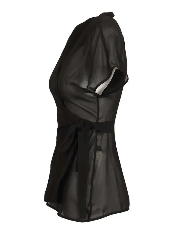 Rick Owens Silk Wrap Top - Black