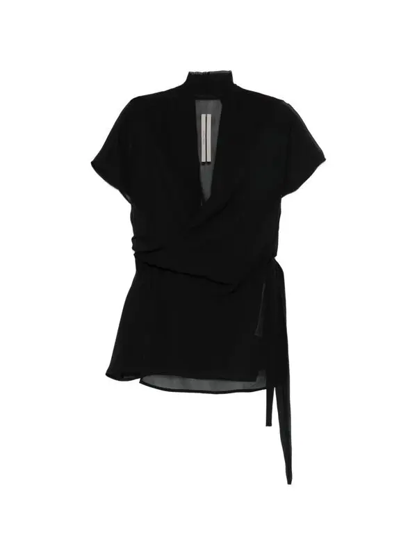 Rick Owens Silk Wrap Top - Black