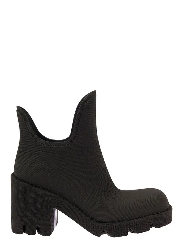 Burberry Rachel Black Rubber Ankle Boots With Checked Interior