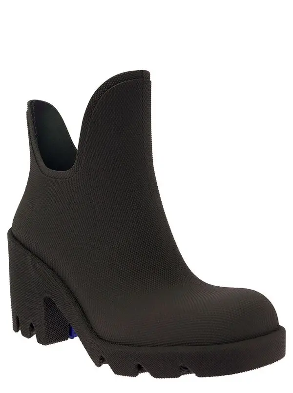 Burberry Rachel Black Rubber Ankle Boots With Checked Interior