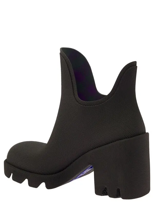 Burberry Rachel Black Rubber Ankle Boots With Checked Interior