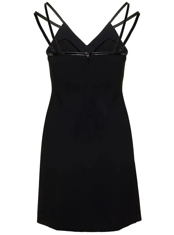 Mini Dress With Double Strap And Leather Trim