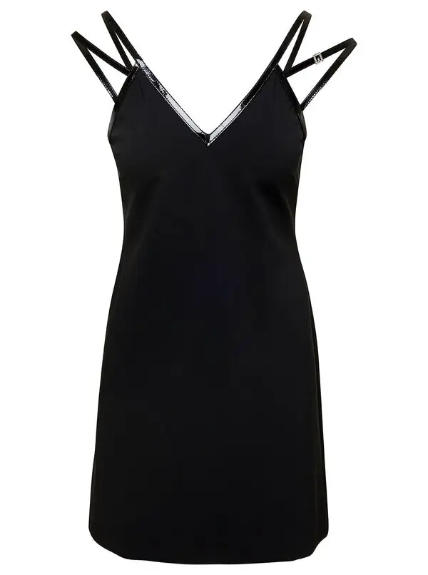 Gucci Mini Dress With Double Strap And Leather Trim - Multicolor