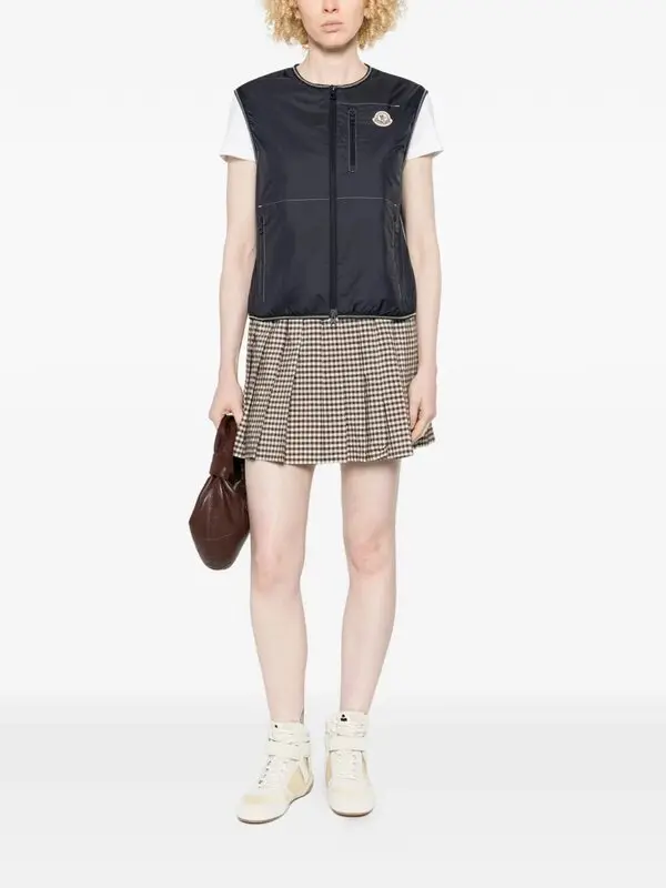 Moncler Pleated Gingham Check Skirt