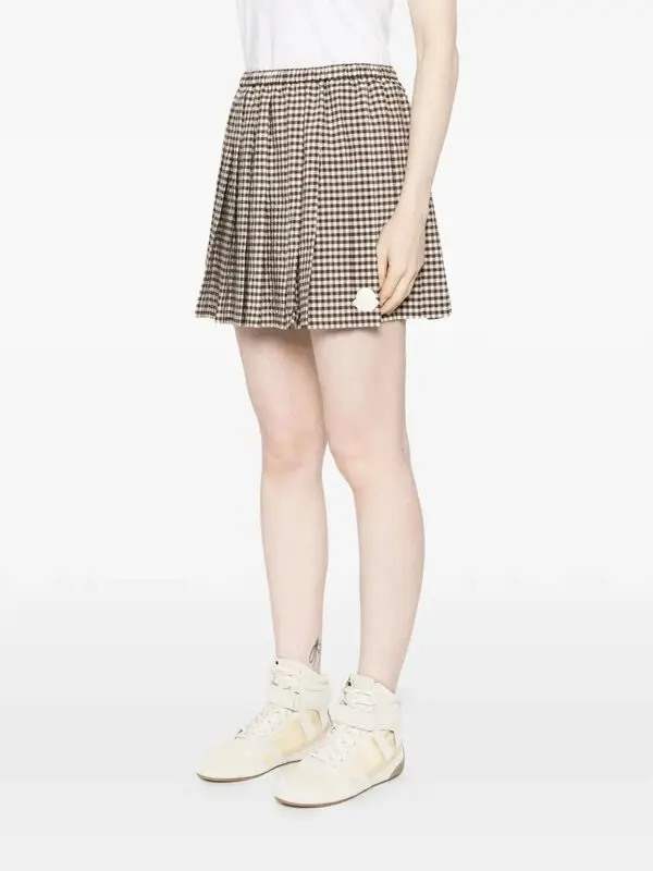 Moncler Pleated Gingham Check Skirt