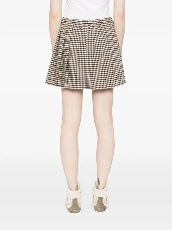 Moncler Pleated Gingham Check Skirt
