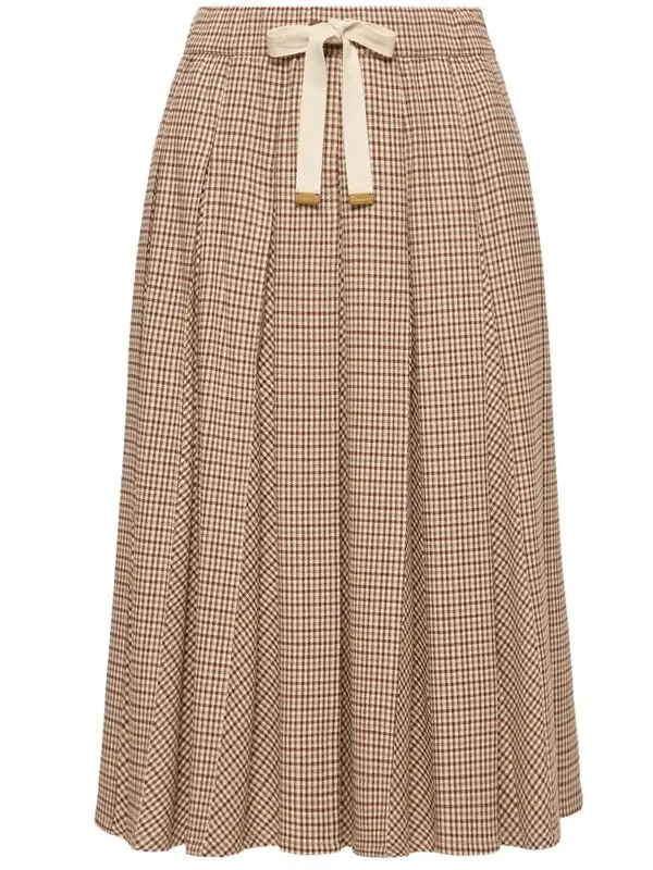 Moncler Pleated Gingham Check Skirt