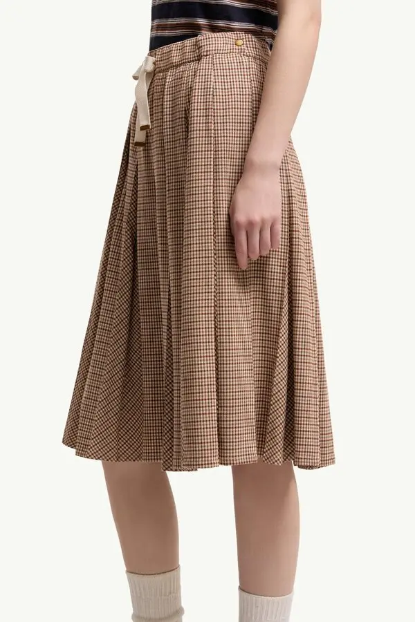 Moncler Pleated Gingham Check Skirt