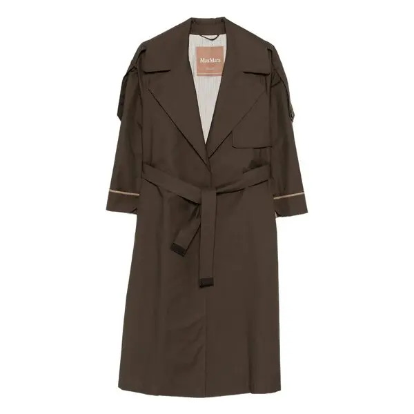Max Mara Trench Coat With Epaulettes And Belt - Green