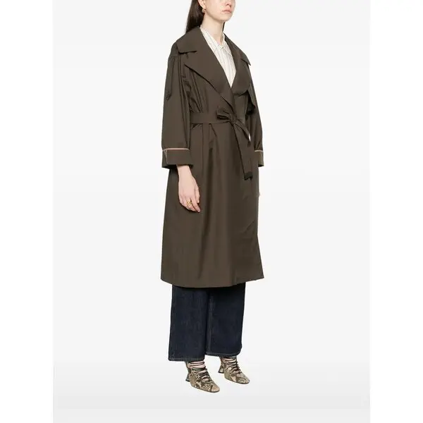 Max Mara Trench Coat With Epaulettes And Belt - Green