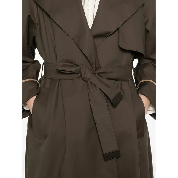 Max Mara Trench Coat With Epaulettes And Belt - Green