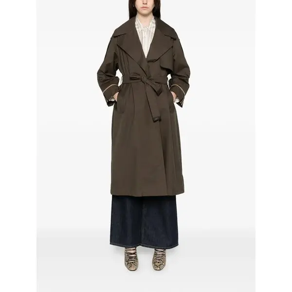 Max Mara Trench Coat With Epaulettes And Belt - Green