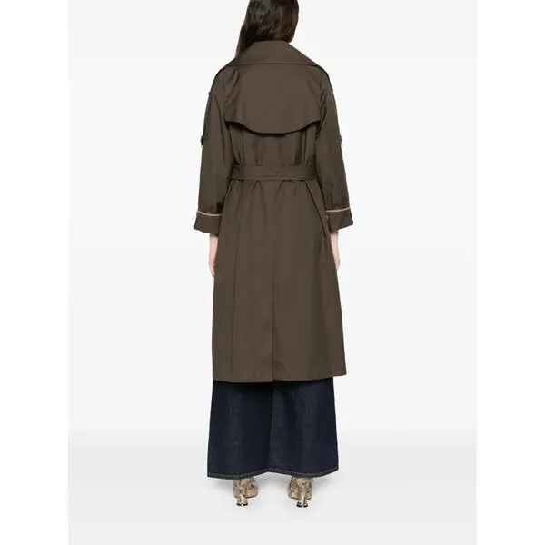 Max Mara Trench Coat With Epaulettes And Belt - Green