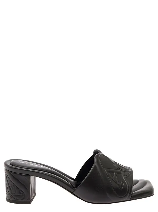 Alexander McQueen Padded Leather Slip-on Sandals With Embossed Logo - Multicolor