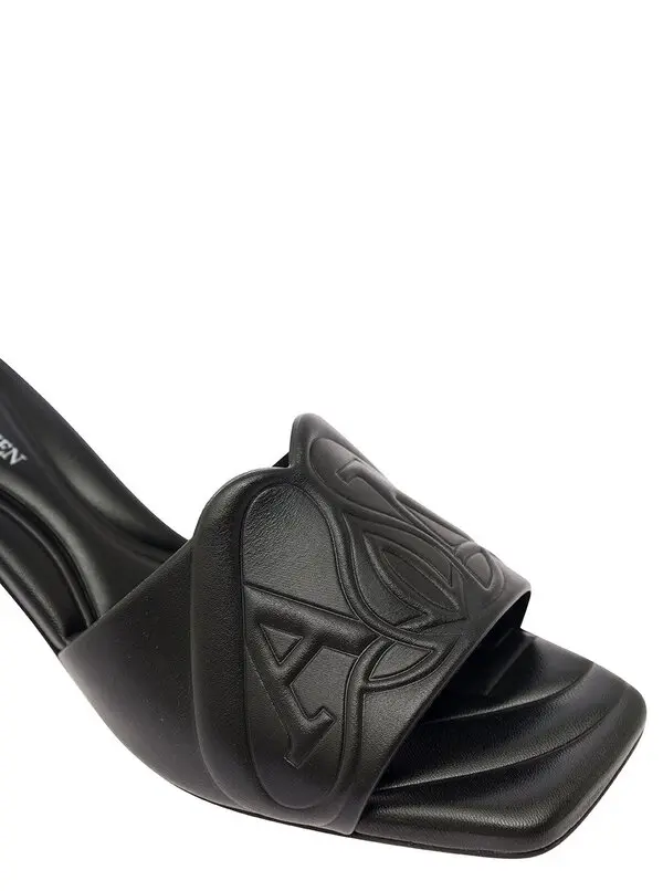 Alexander McQueen Padded Leather Slip-on Sandals With Embossed Logo - Multicolor