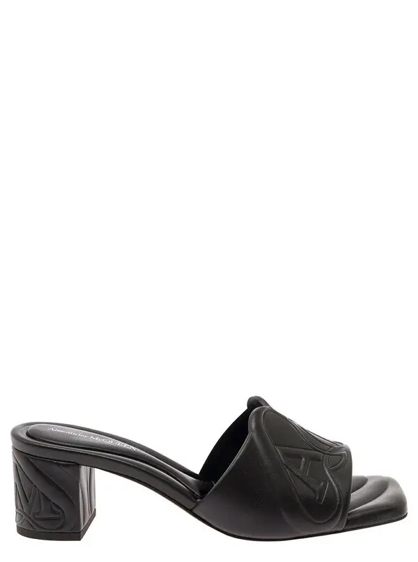 Alexander McQueen Padded Leather Slip-on Sandals With Embossed Logo - Multicolor