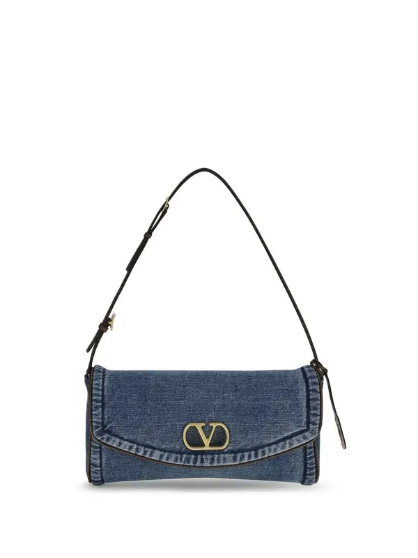 Valentino Garavani Devain Small Denim Shoulder Bag - Blue