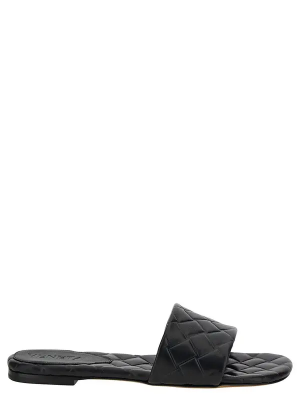 Bottega Veneta Amy Intrecciato Leather Slide Sandals - Black
