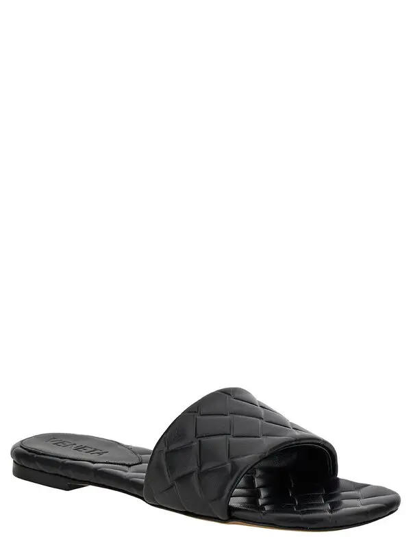 Bottega Veneta Amy Intrecciato Leather Slide Sandals - Black