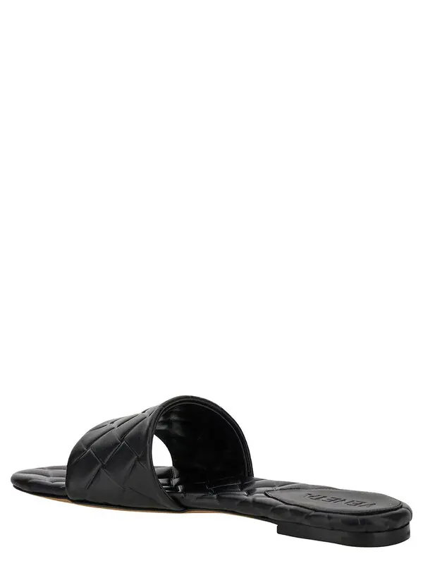 Bottega Veneta Amy Intrecciato Leather Slide Sandals - Black