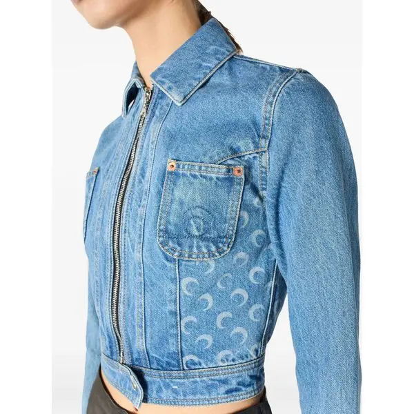 MARINE SERRE Denim Jacket With Moon Print
