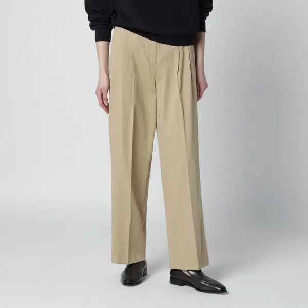DUNST Beige Double-pleat Trousers - Cream