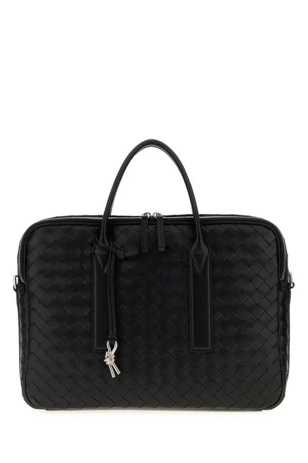 Bottega Veneta Leather Getaway Briefcase - Black
