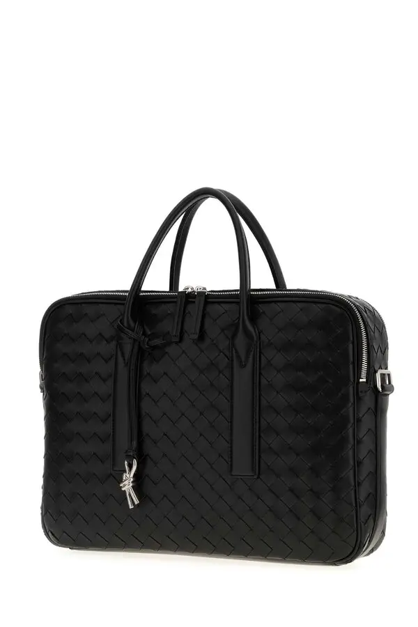 Bottega Veneta Leather Getaway Briefcase - Black