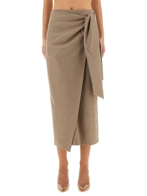 Max Mara Bingo Wrap Skirt In Cashmere Blend - Cream
