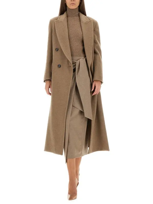 Max Mara Bingo Wrap Skirt In Cashmere Blend - Cream