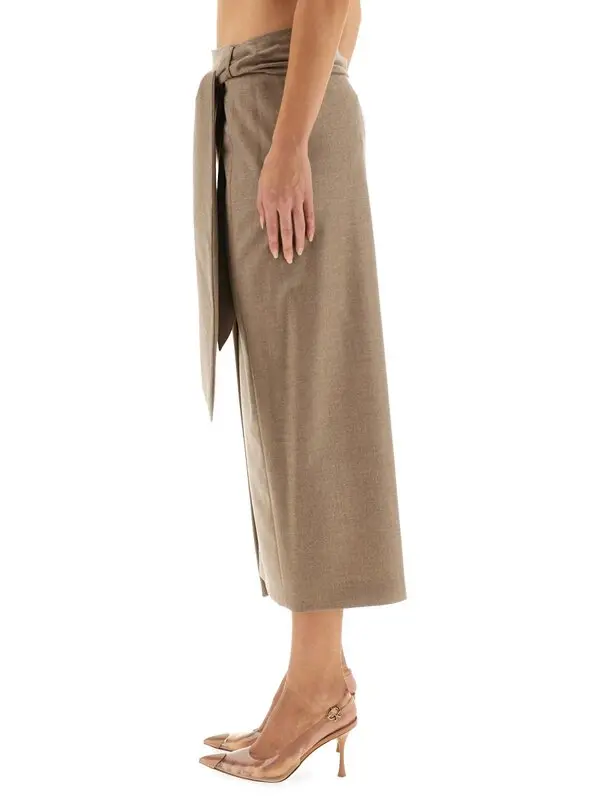 Max Mara Bingo Wrap Skirt In Cashmere Blend - Cream