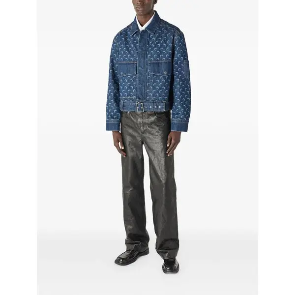 MARINE SERRE Denim Jacket With Crescent Moon Print