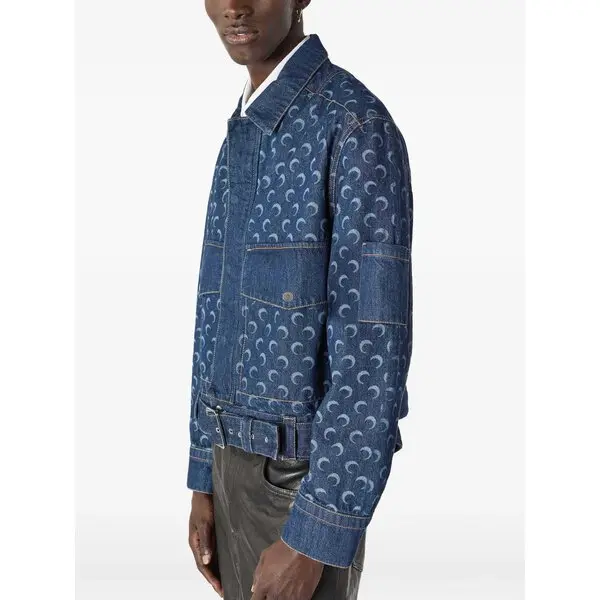 MARINE SERRE Denim Jacket With Crescent Moon Print