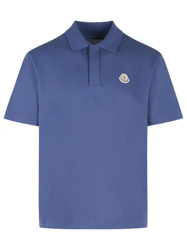 Moncler Polo Shirt In Cotton - Blue