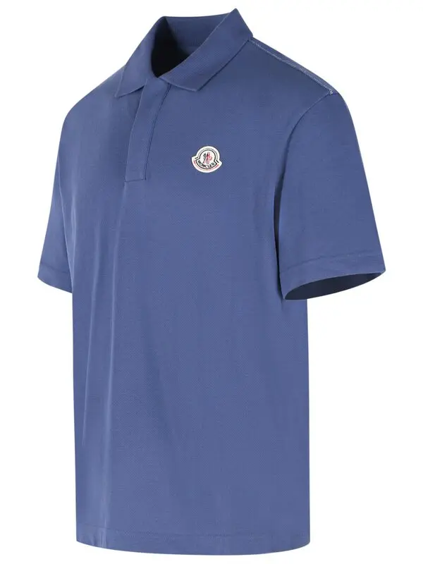 Moncler Polo Shirt In Cotton - Blue