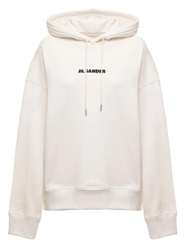 JIL SANDER Cotton Hoodie With Logo Print - Multicolor